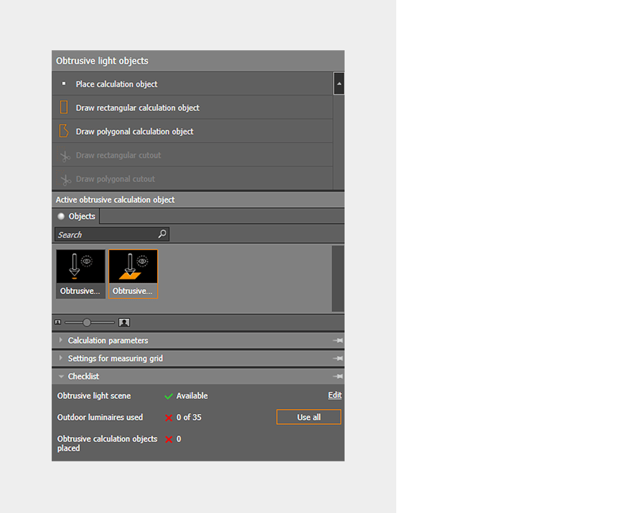Outlook: Obtrusive light calculation in DIALux evo